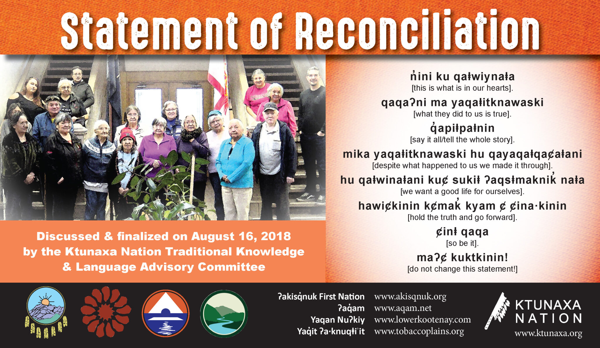 Ktunaxa leaders speak about Truth and Reconciliation Day : Ktunaxa Nation